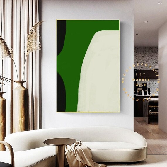 Large Green Abstract Painting Original Green Canvas Art | Etsy