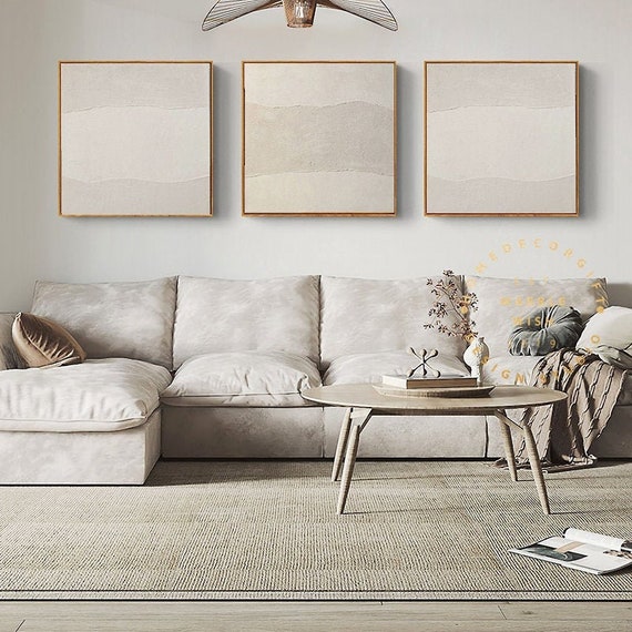 3 Piece Wall Art Canvas 3 Piece Boho Art Beige Abstract - Etsy