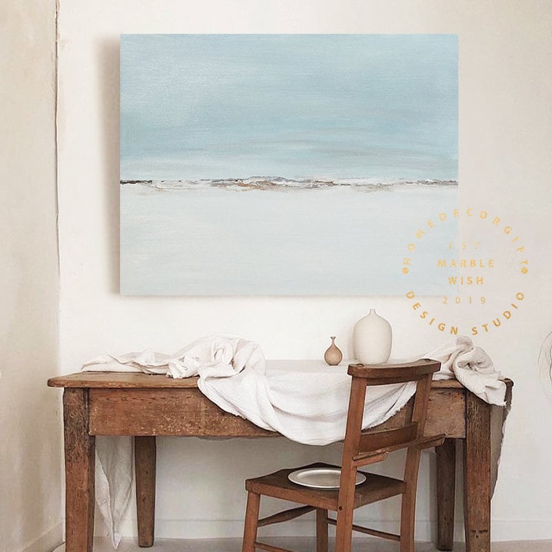 Light Blue Canvas Abstract Art Soft Blue Abstract Painting | Etsy
