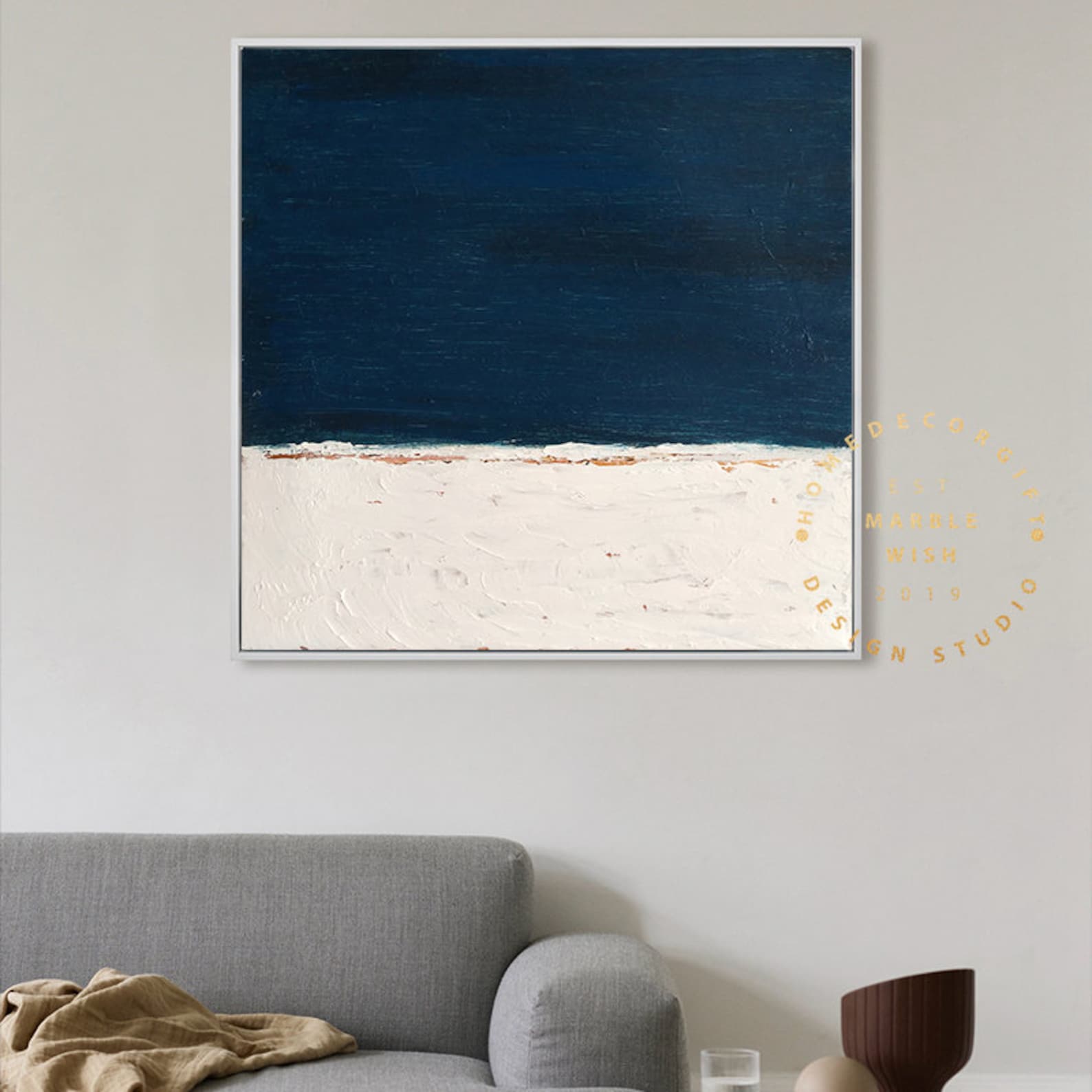 Large Navy Blue Oil Paintings on Canvas Calming Blue - Etsy