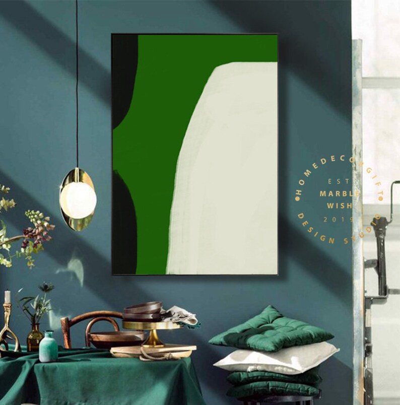Large Green Abstract Painting Original Green Canvas Art | Etsy