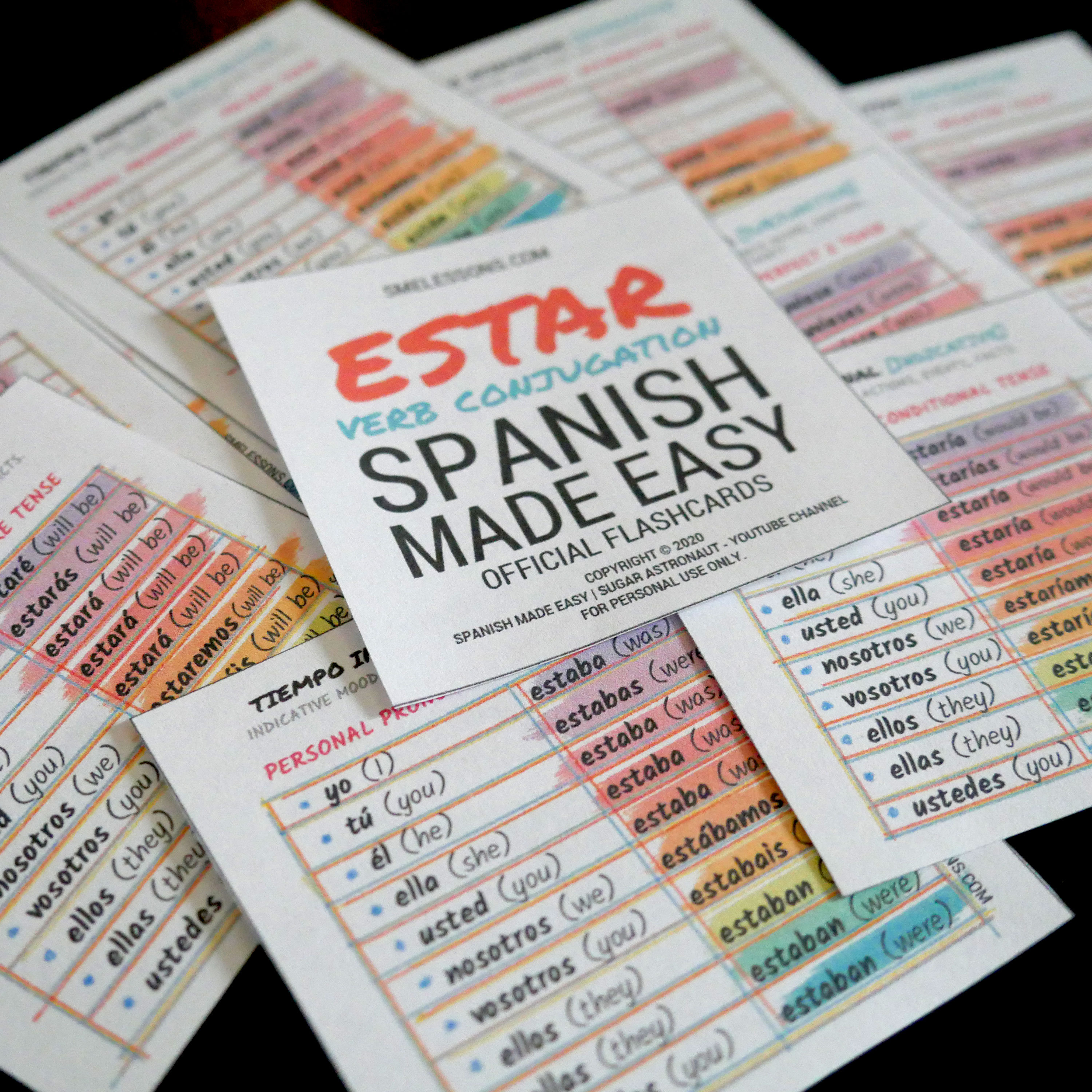 Estar Conjugation | Spanish Flashcards, DIGITAL DOWNLOAD - Etsy