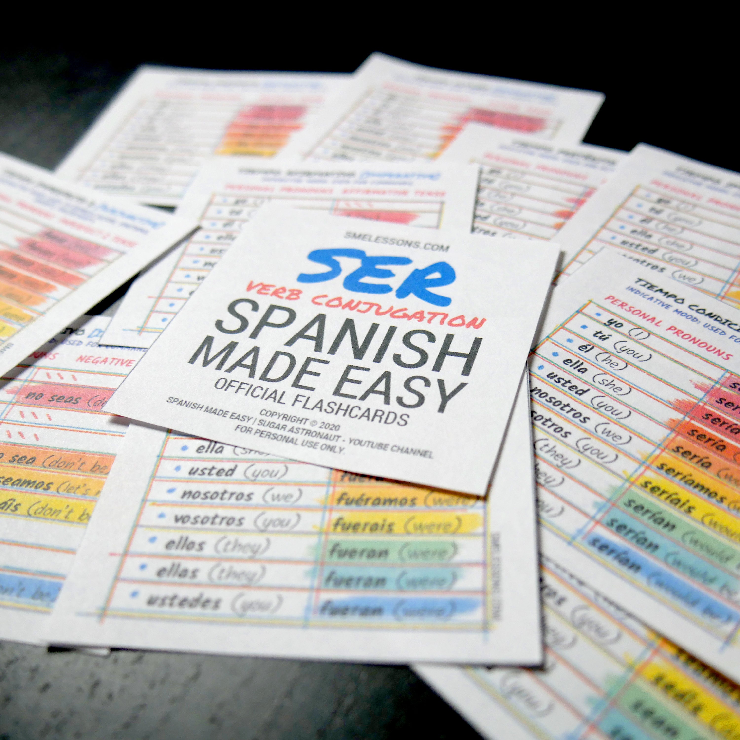 Ser Conjugation Spanish Flashcards, DIGITAL DOWNLOAD - Etsy