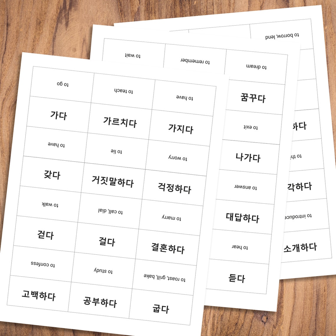 100 Most Basic Korean Verbs Flashcards, DIGITAL DOWNLOAD - Etsy