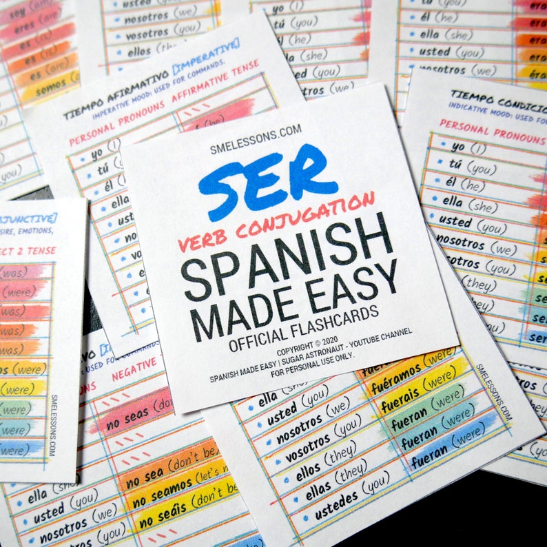 Ser Conjugation Spanish Flashcards, DIGITAL DOWNLOAD - Etsy