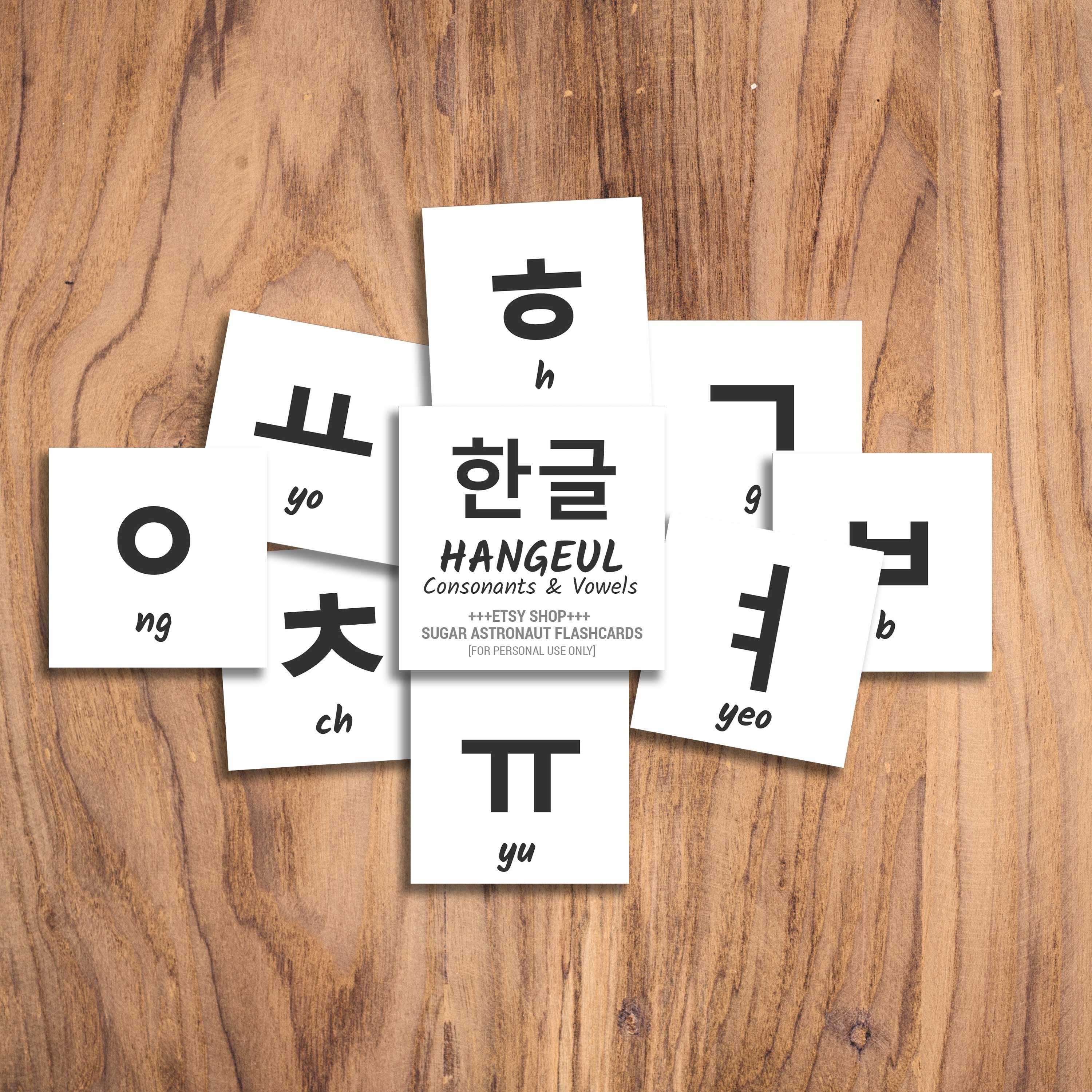 Hangeul, Hangul, Korean Alphabet 24 Basic Letters, Consonants and ...