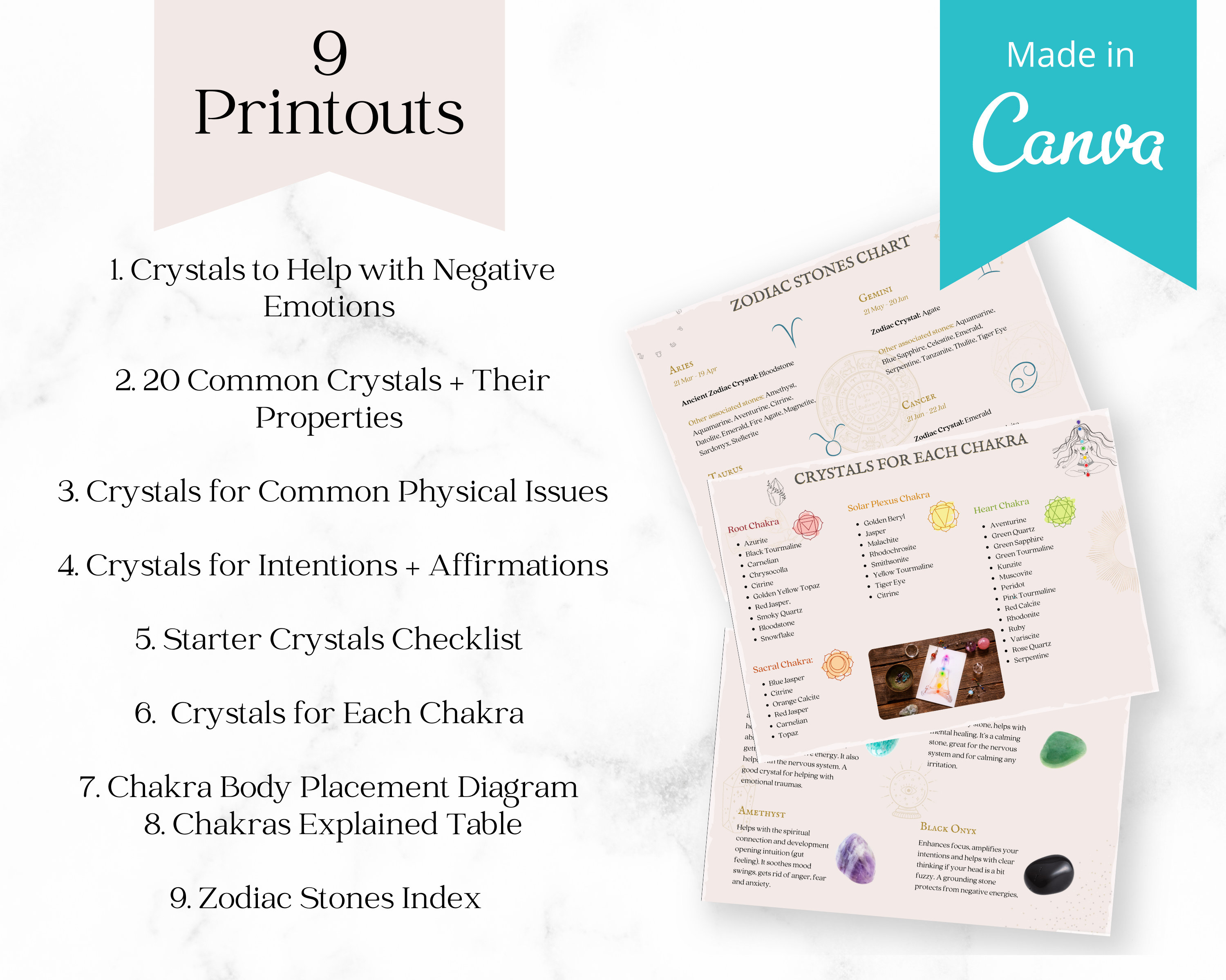 Crystals Guide + Workbook on Crystals for Beginners | Printable PDF ...