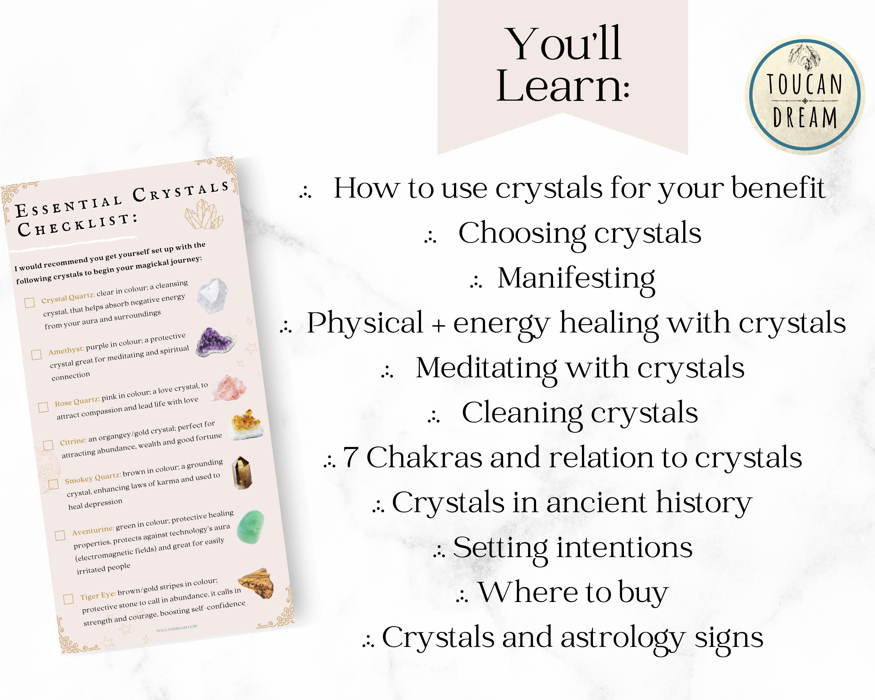 Crystals Guide + Workbook on Crystals for Beginners | Printable PDF ...