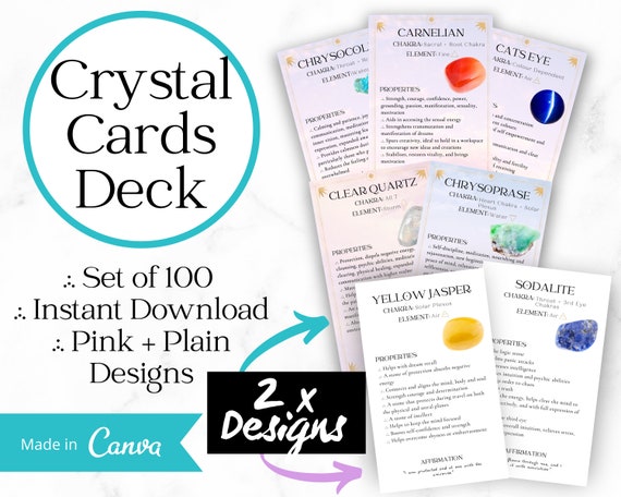 Crystal Cards Set 100 Printable Cards Deck 2 Designs Digital | Etsy