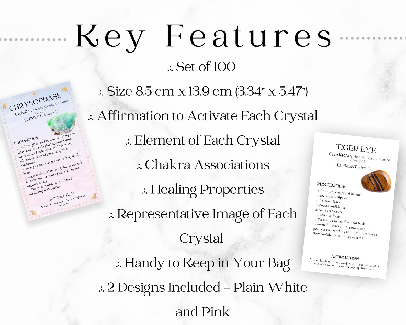 Crystal Cards Set 100 Printable Cards Deck 2 Designs | Digital Instant ...