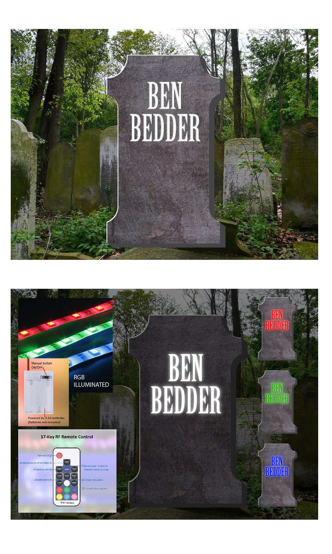 Custom Realistic Tombstone or Gravestone With Shape and Epitaph of Your ...