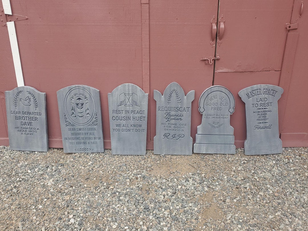 Halloween Haunted Mansion Tombstone Set: Custom Engraved Gravestones - Etsy