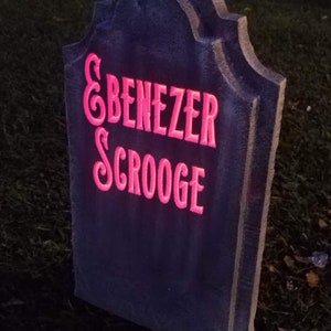 Ebenezer Scrooge Tombstone: Handmade Halloween Graveyard Decor With LED ...
