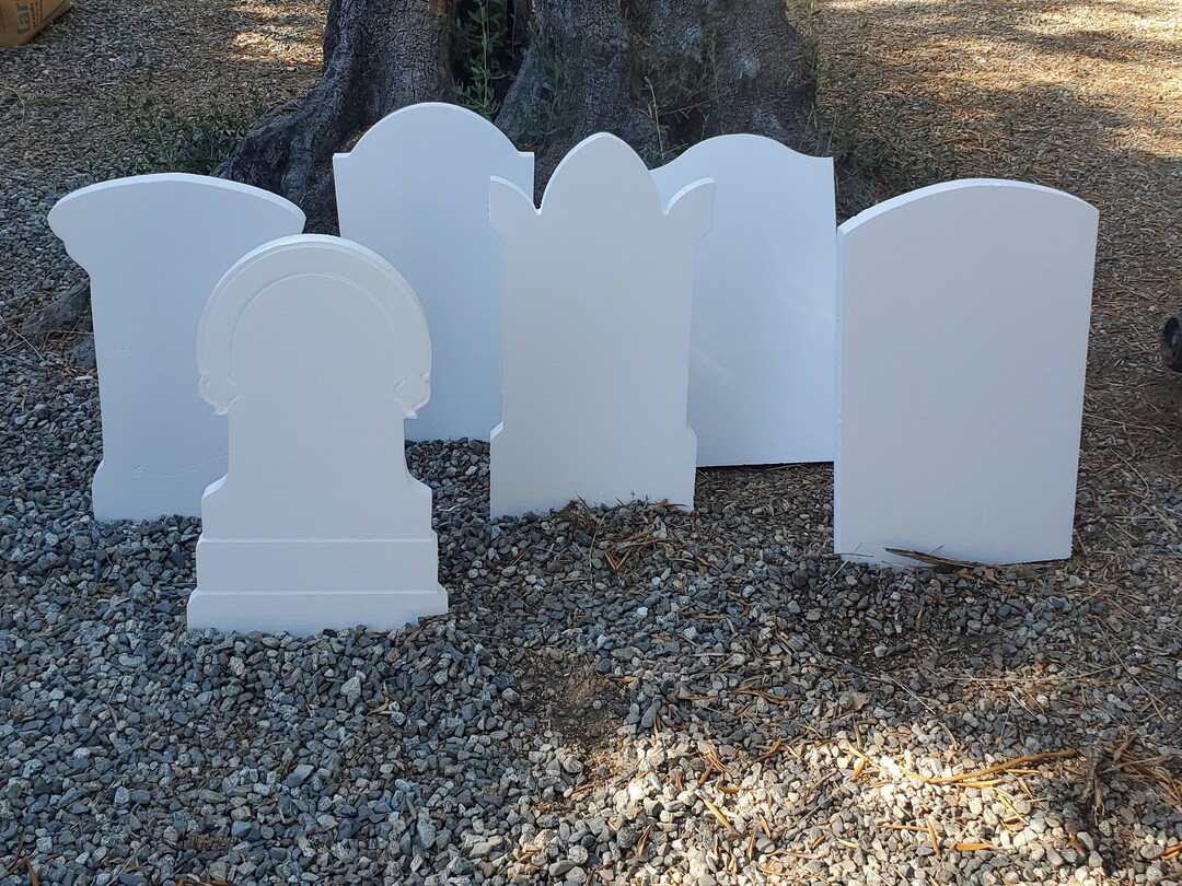 6 Halloween Haunted Mansion Shaped Raw Foam Tombstones. Make Your Own ...