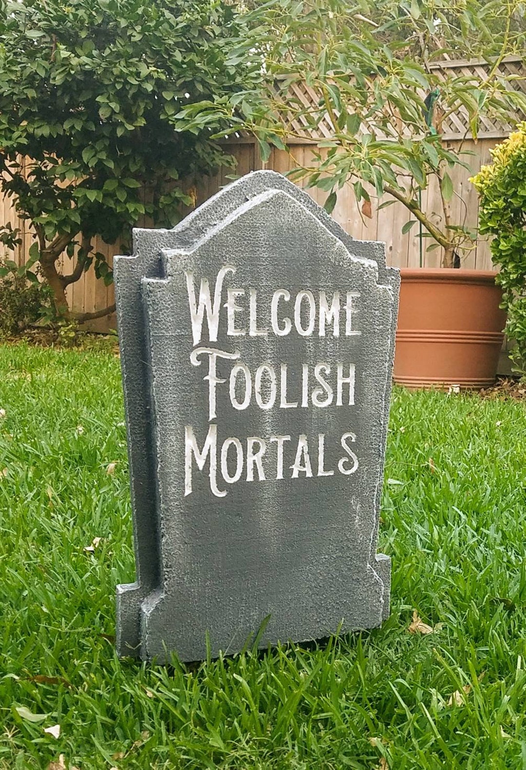 Halloween Handmade Welcome Foolish Mortals Custom Gravestone, Tombstone ...