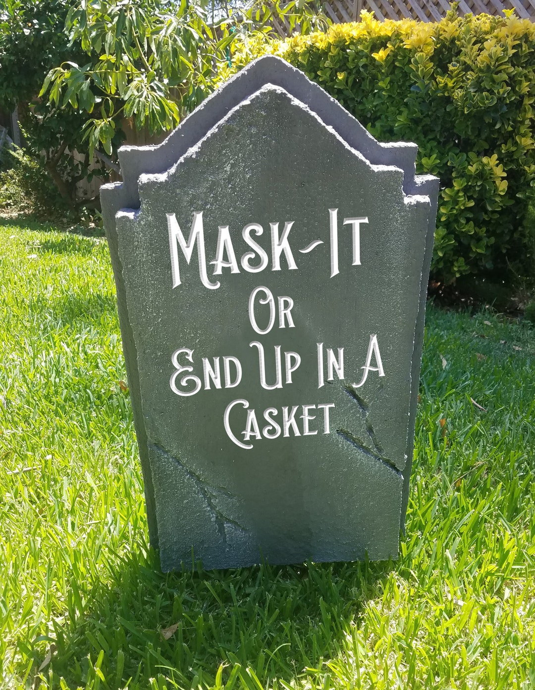 Halloween Mask It or End up in A Casket Custom Tombstone/gravestone ...