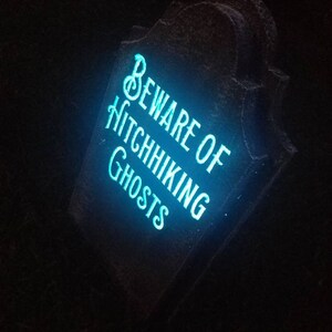 Beware Hitchhiking Ghosts Tombstone: Custom Halloween Graveyard Decor ...