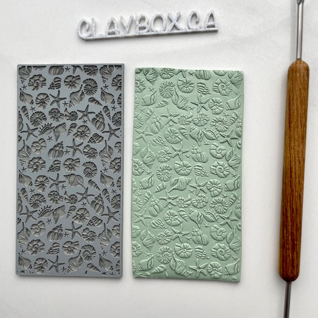 Seashell Texture Mat – 2x4” Laser-engraved Rubber Stamp for Polymer ...