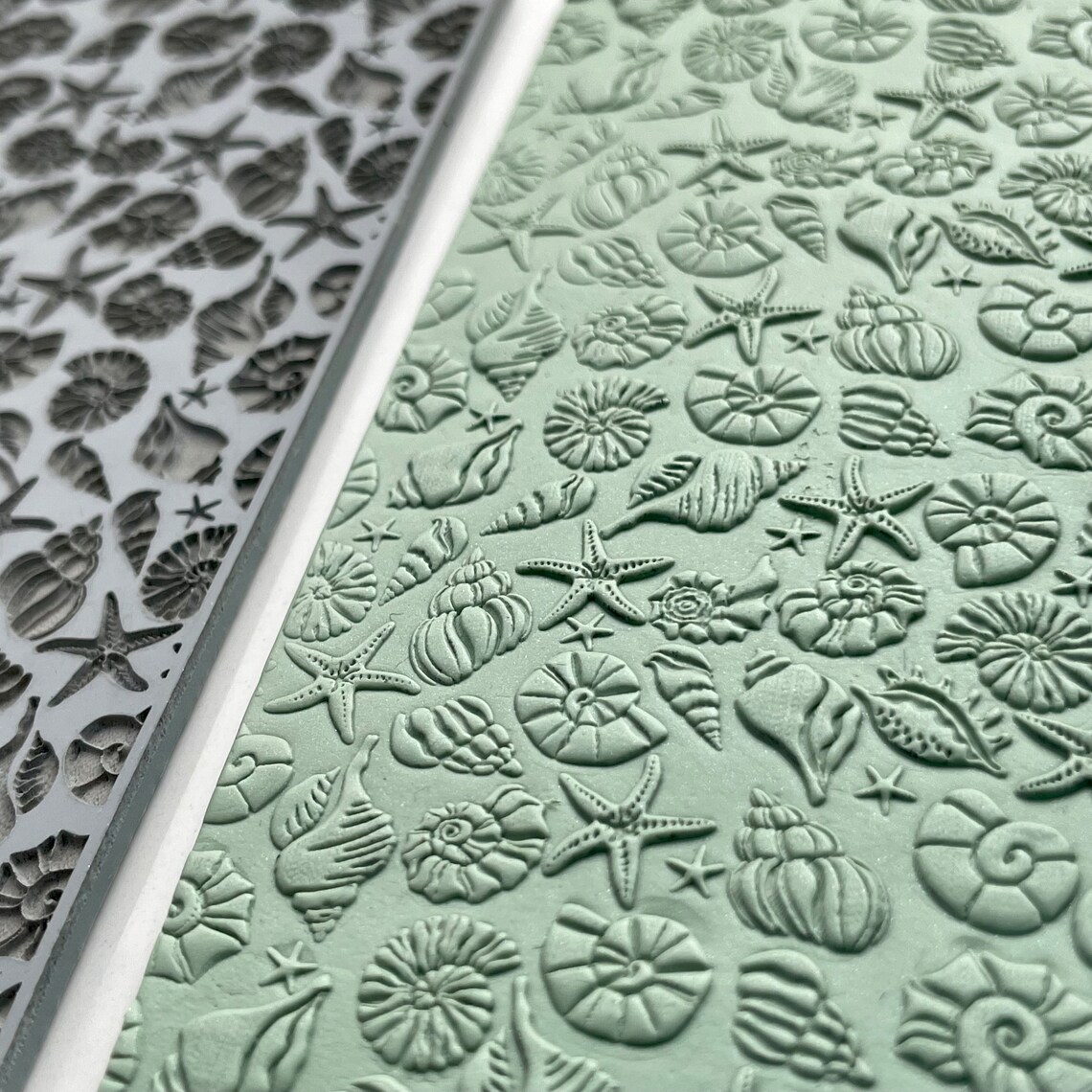 Seashell Texture Mat – 2x4” Laser-engraved Rubber Stamp for Polymer ...
