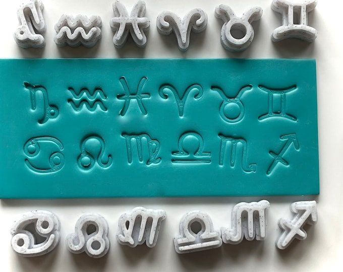 Zodiac With Stars Stamps for Polymer Clay, Set of 12, Horoscope Stamps ...
