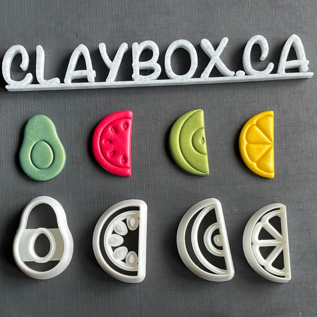 Fruit Slice Polymer Clay Cutter Set – Avocado, Watermelon, Apple, Lemon ...