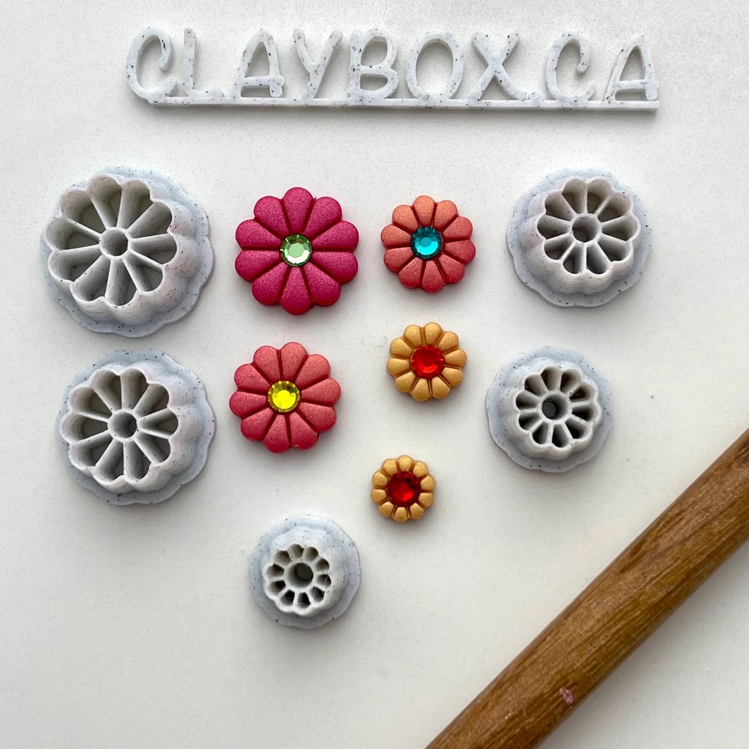 Teeny Daisy Cutter Set With Preciosa Crystals | 3D Printed Polymer Clay ...