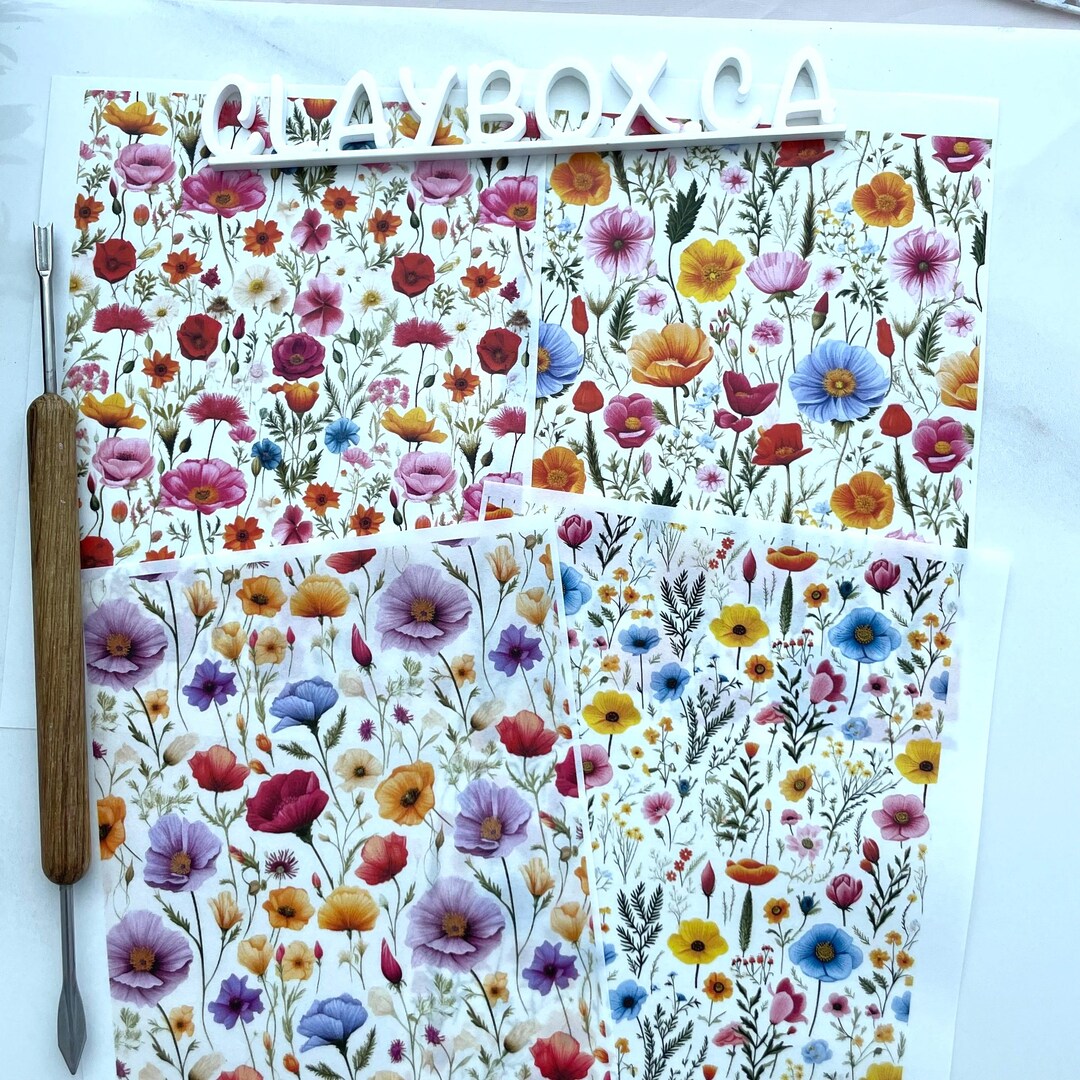Wildflowers Image Transfer Set for Polymer Clay - 4 Designs - Etsy
