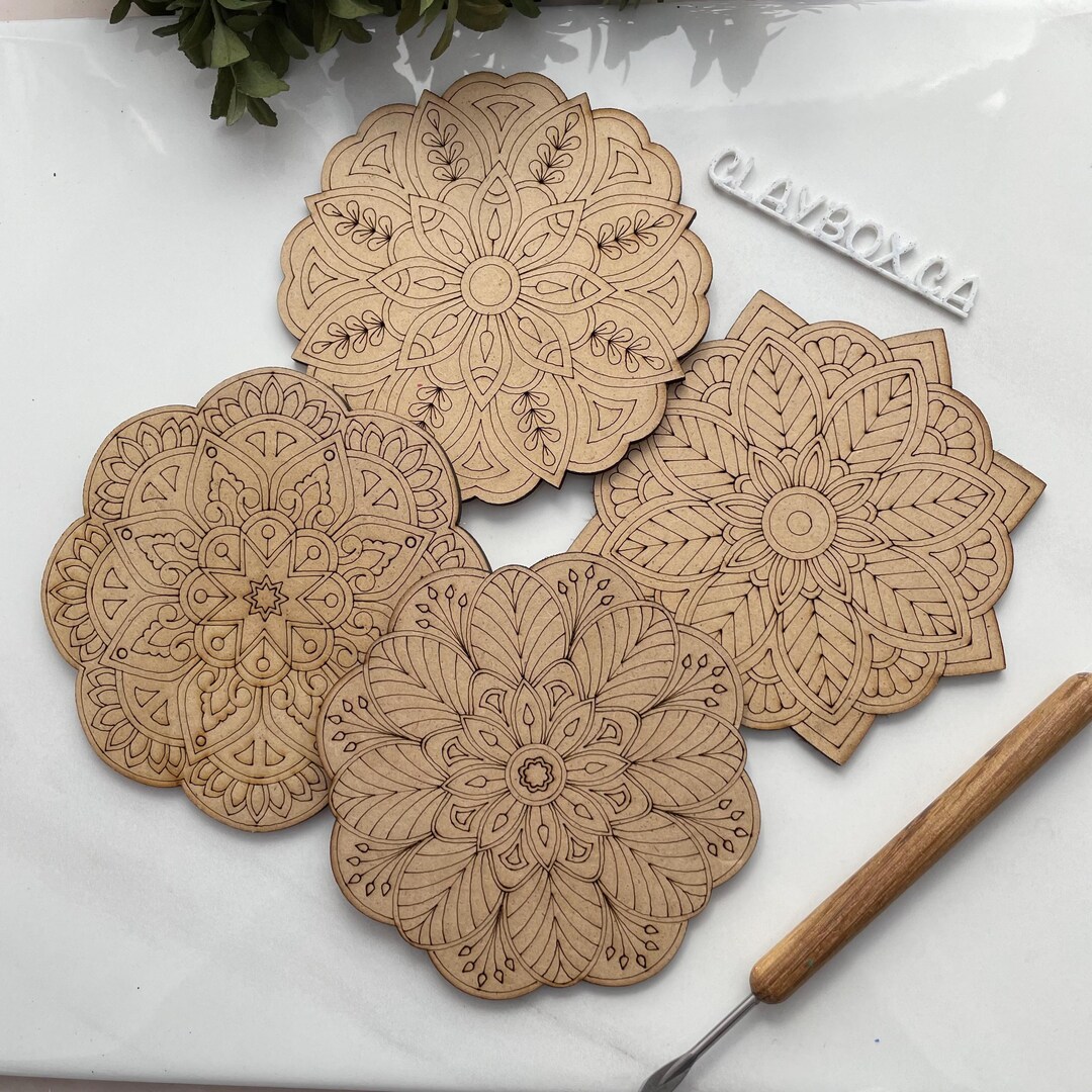 DIY Paintable Laser Engraved MDF Wood Mandala Relaxing Art Project for ...
