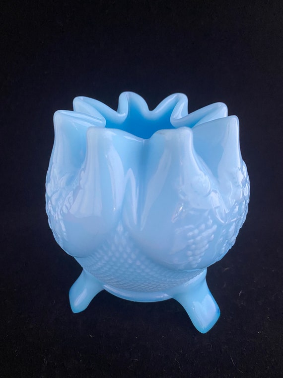 Fenton / Vintage Fenton / Fenton Blue Satin Glass Three Footed - Etsy