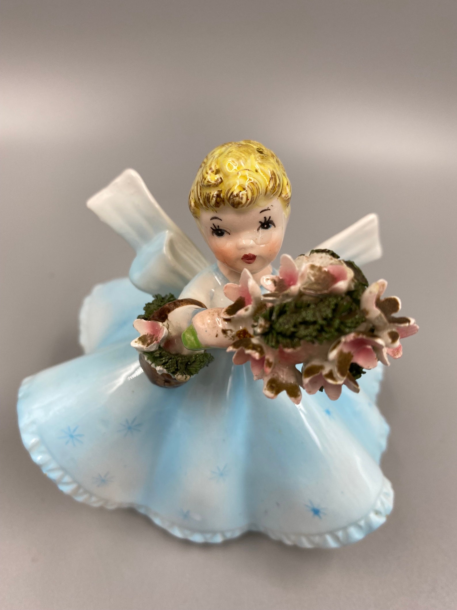 Lefton / Vintage Lefton / Lefton Flower Girl Figurine Blue - Etsy