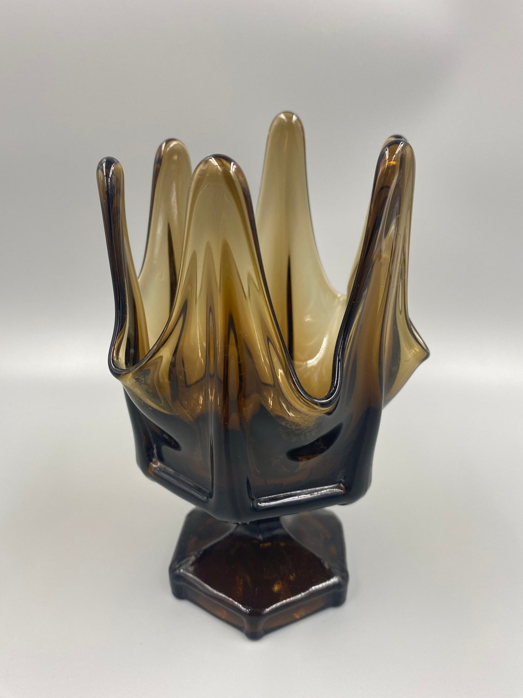 Viking Glass / Vintage Viking Glass Vase / Viking Art Glass Smoke Brown ...