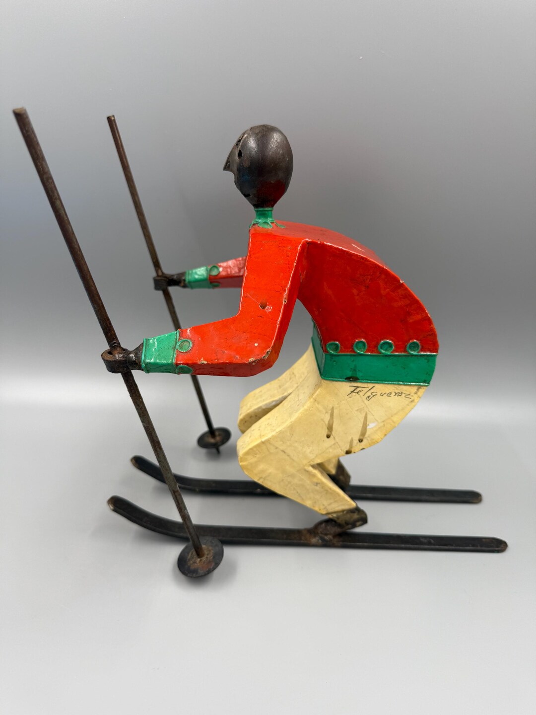 Sculpture / Manuel Felguerez / Vintage Metal Sculpture Skier Signed ...