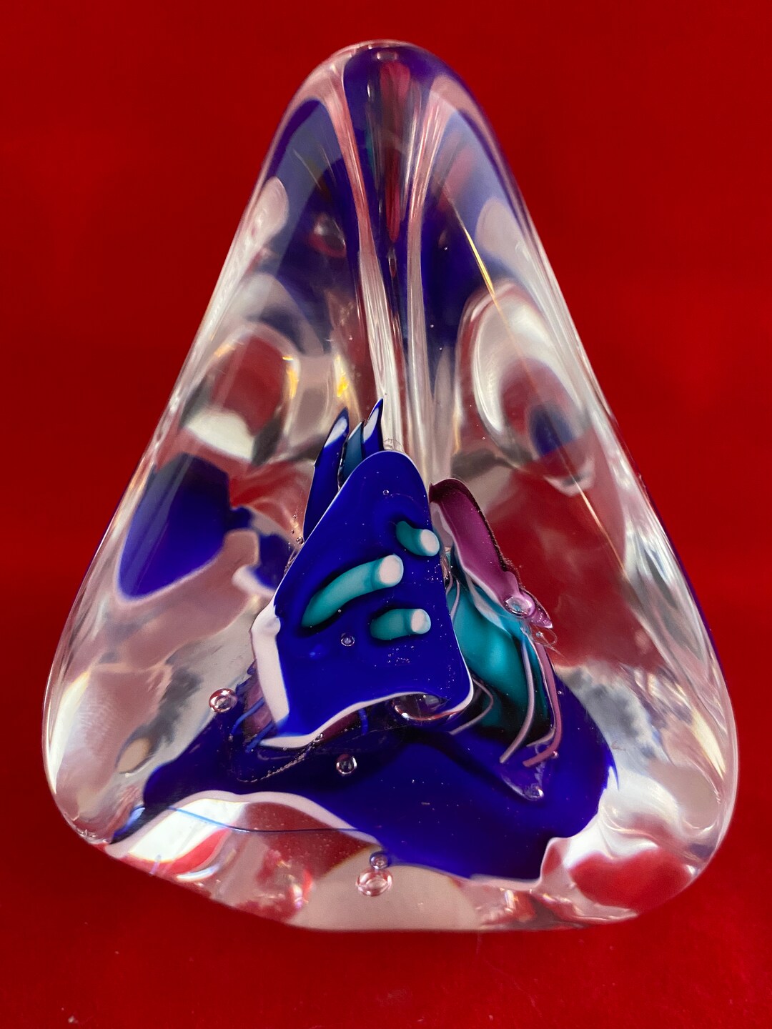 Paperweight / Schmidt & Rhea 1995 / Triangular Glass Paperweight ...