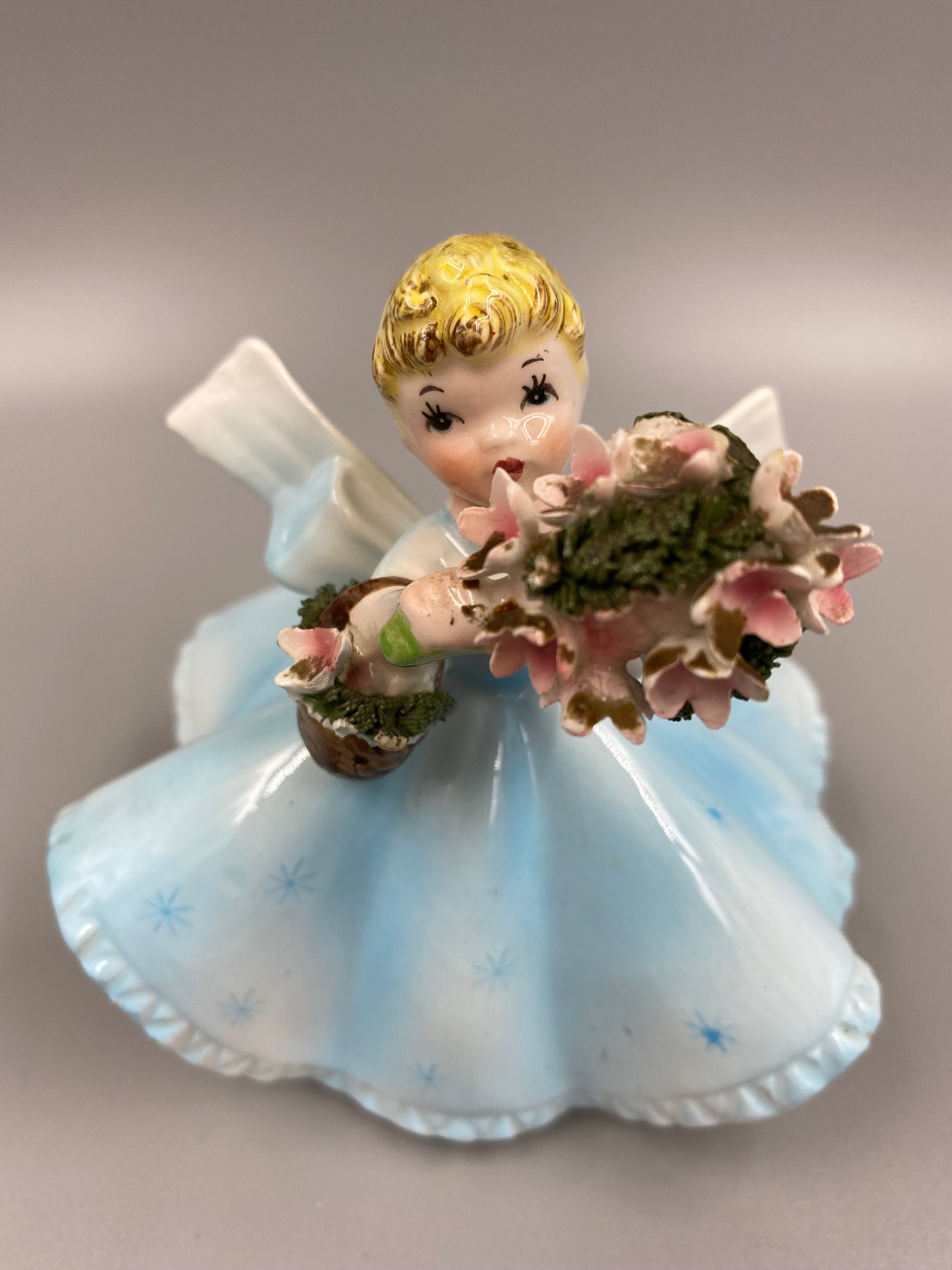 Lefton / Vintage Lefton / Lefton Flower Girl Figurine Blue - Etsy
