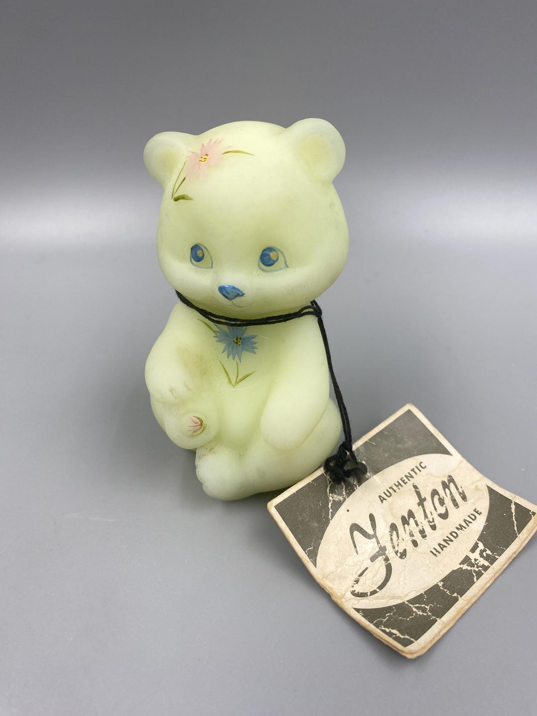 Fenton / Vintage Fenton / Fenton Teddy Bear Custard Uranium Glass ...