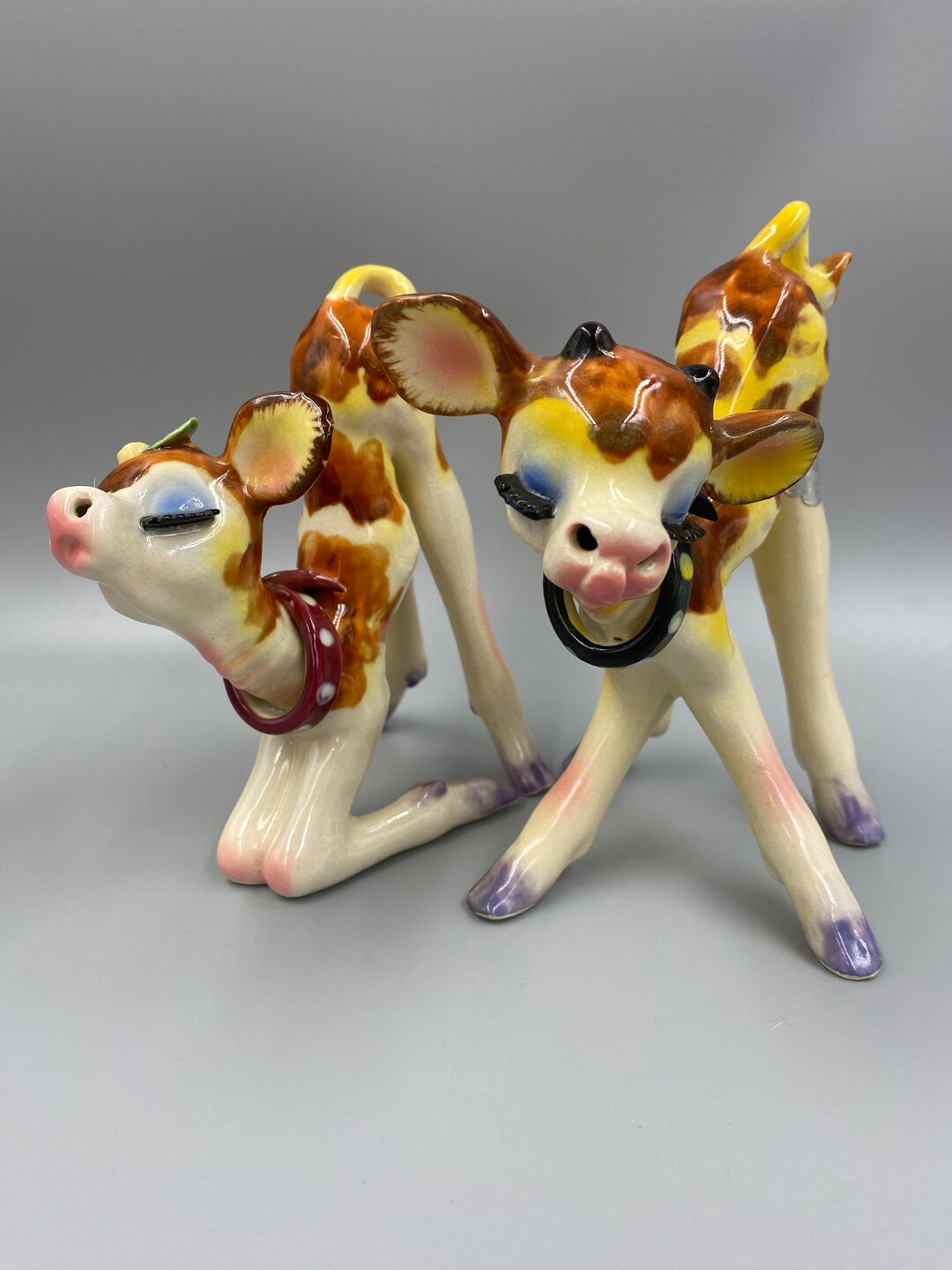 Napco / Vintage Rare Napco Pair Capering Calves / 1950s Pair Cow Calves ...