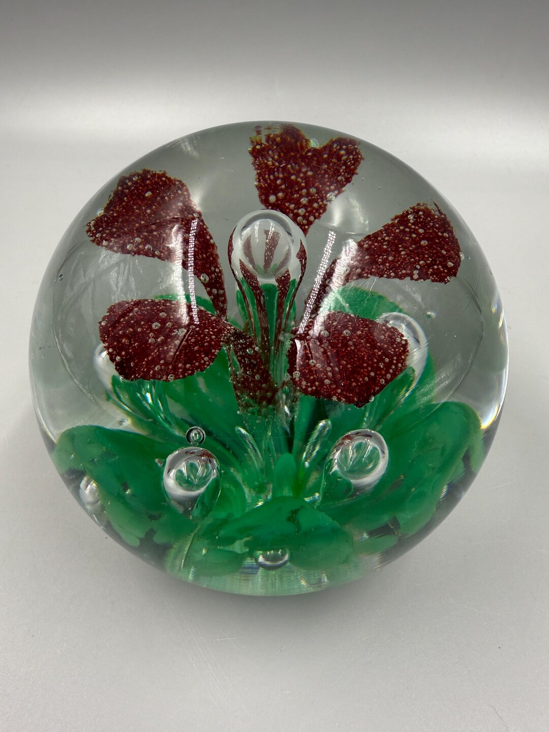 Paperweight / Vintage Art Glass Paperweight / Art Glass / Flower Design ...