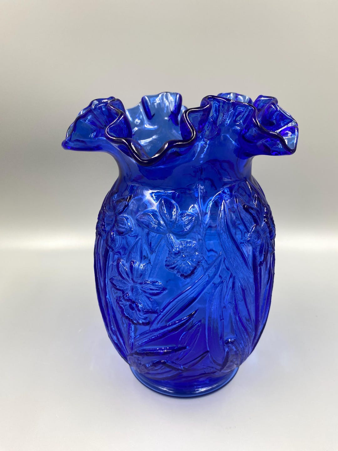 Fenton / Vintage Fenton / Fenton Cobalt Blue Glass Daffodil Vase ...
