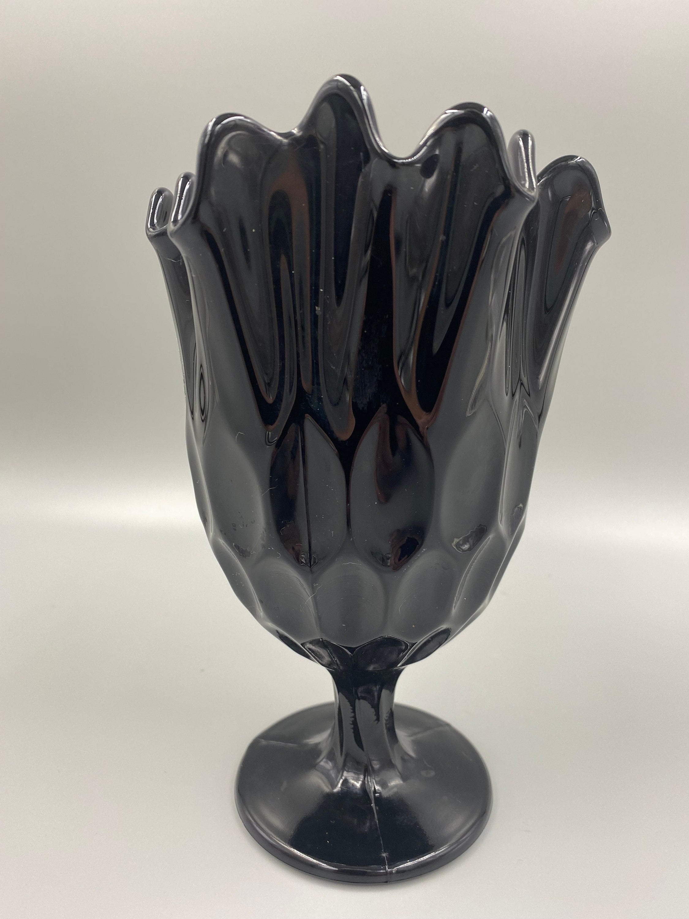 Fenton HP Black Trumpet Vase - Housewares