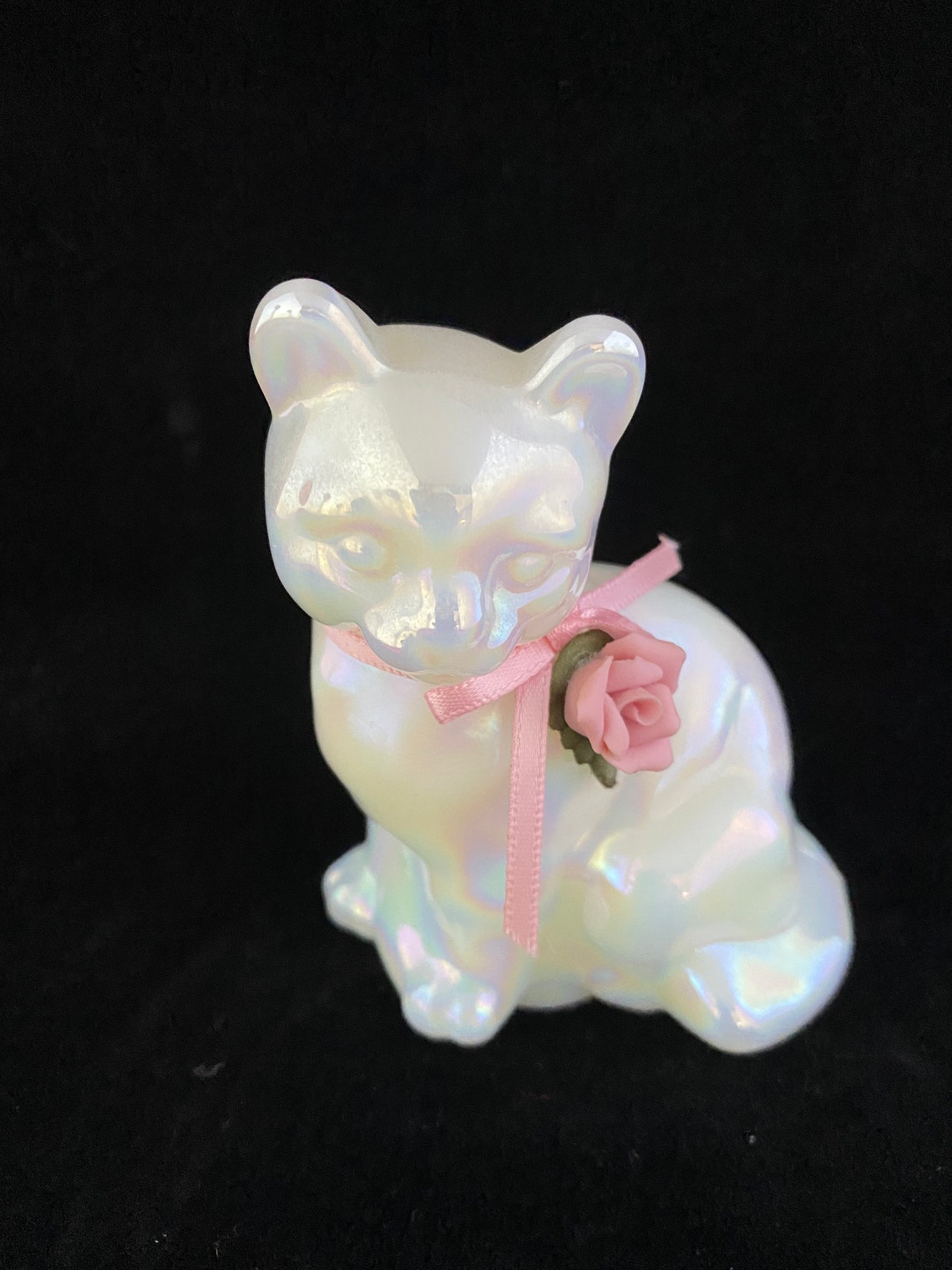 Fenton / Fenton Cat / Fenton Iridescent Cat Figurine / Vintage Signed ...