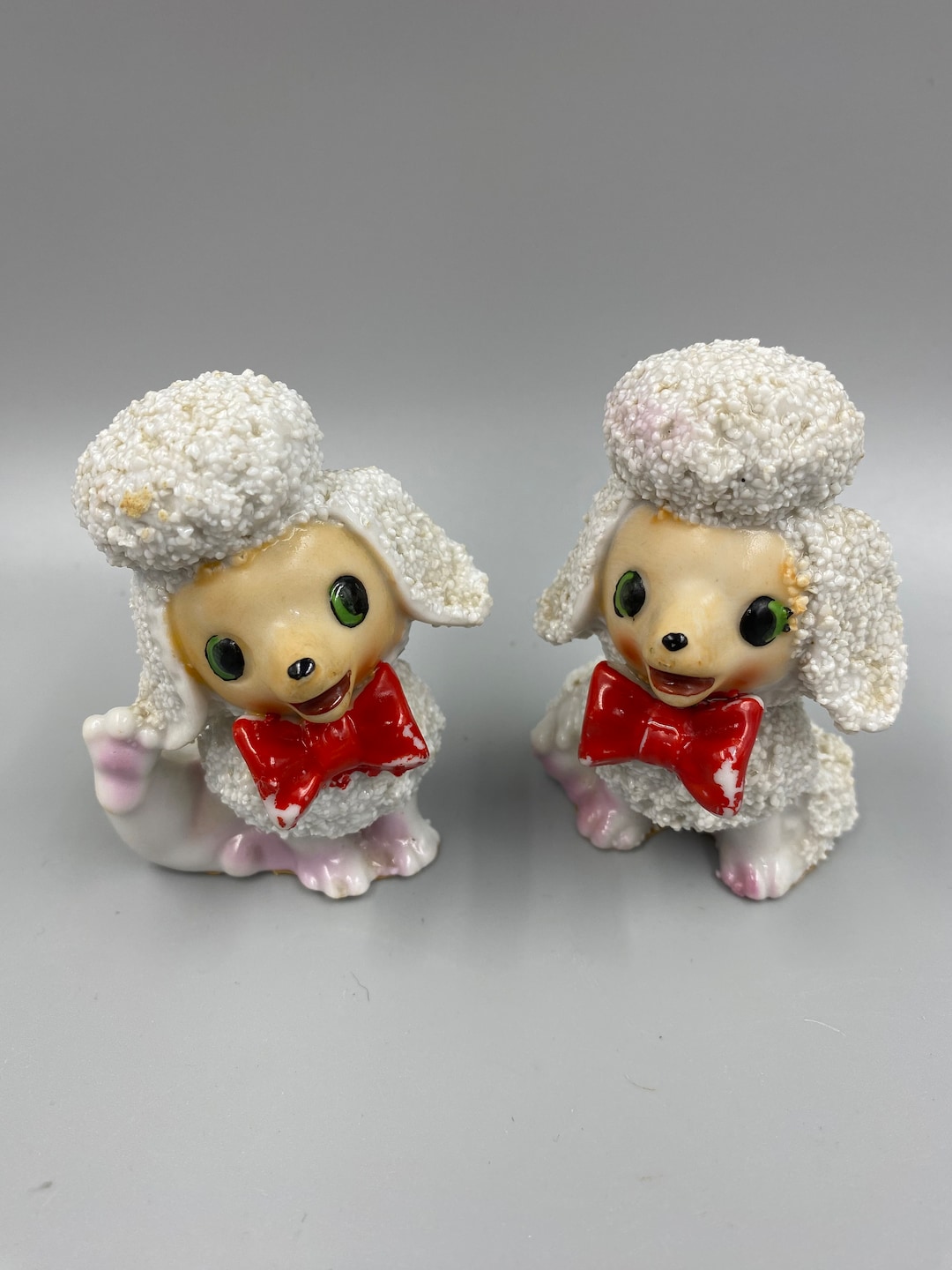 Poodle / Poodles / Vintage Pair Sugar Textured Porcelain Poodles With ...