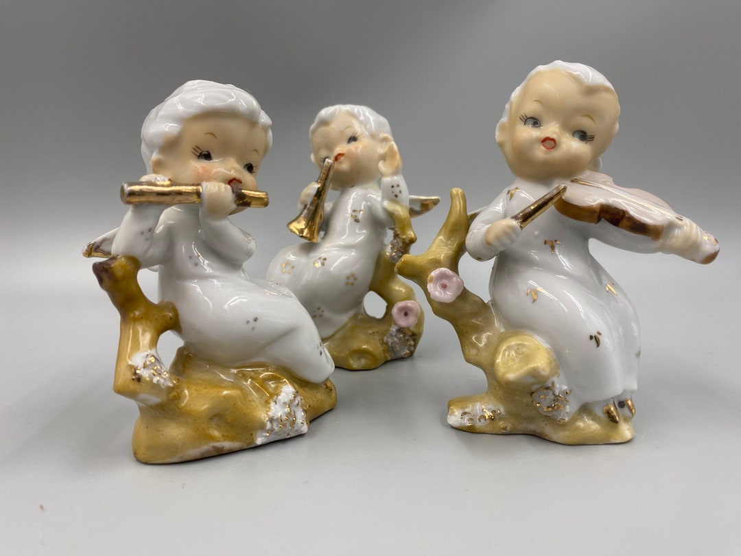 Angels / Vintage Musical Angel Figurines With Instruments / Vintage ...