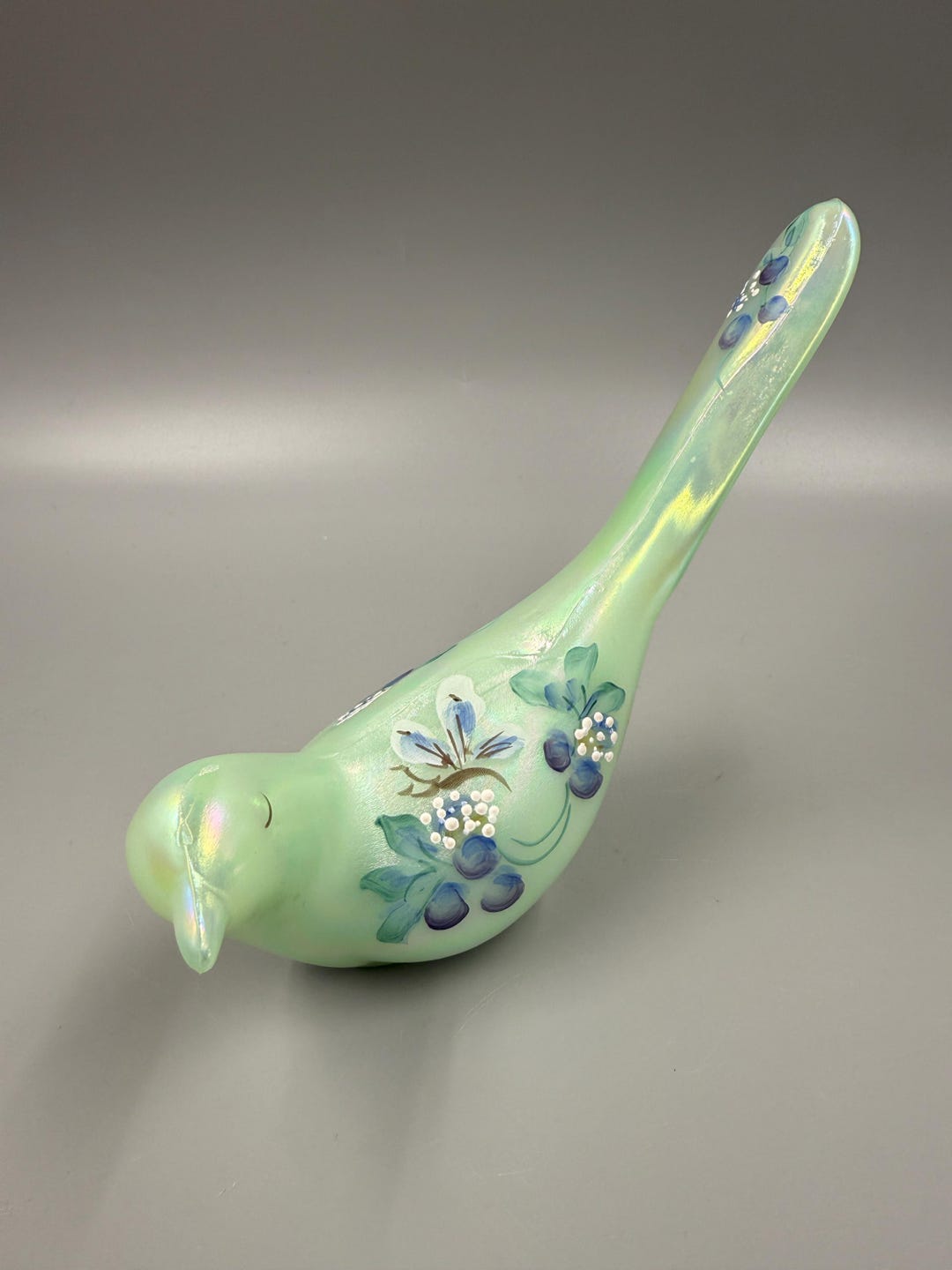 Fenton / Vintage Fenton / Fenton Art Glass Mint Green Iridescent Bird ...