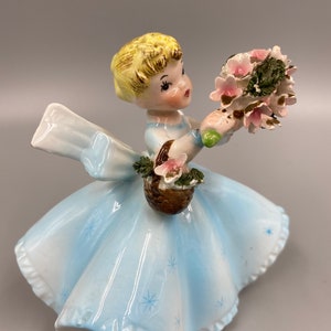 Lefton / Vintage Lefton / Lefton Flower Girl Figurine Blue Dress ...