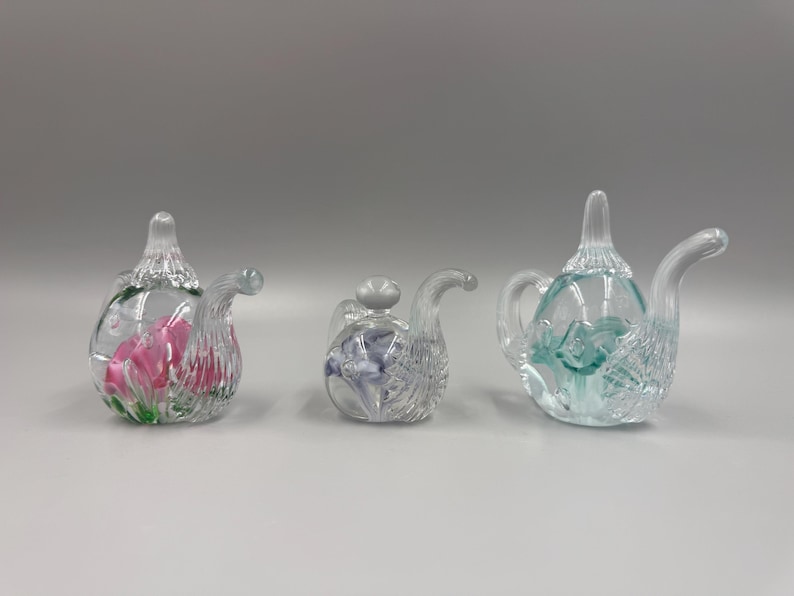 Gibson / Vintage Gibson Art Glass Teapot Paperweight / Art Glass Ring ...