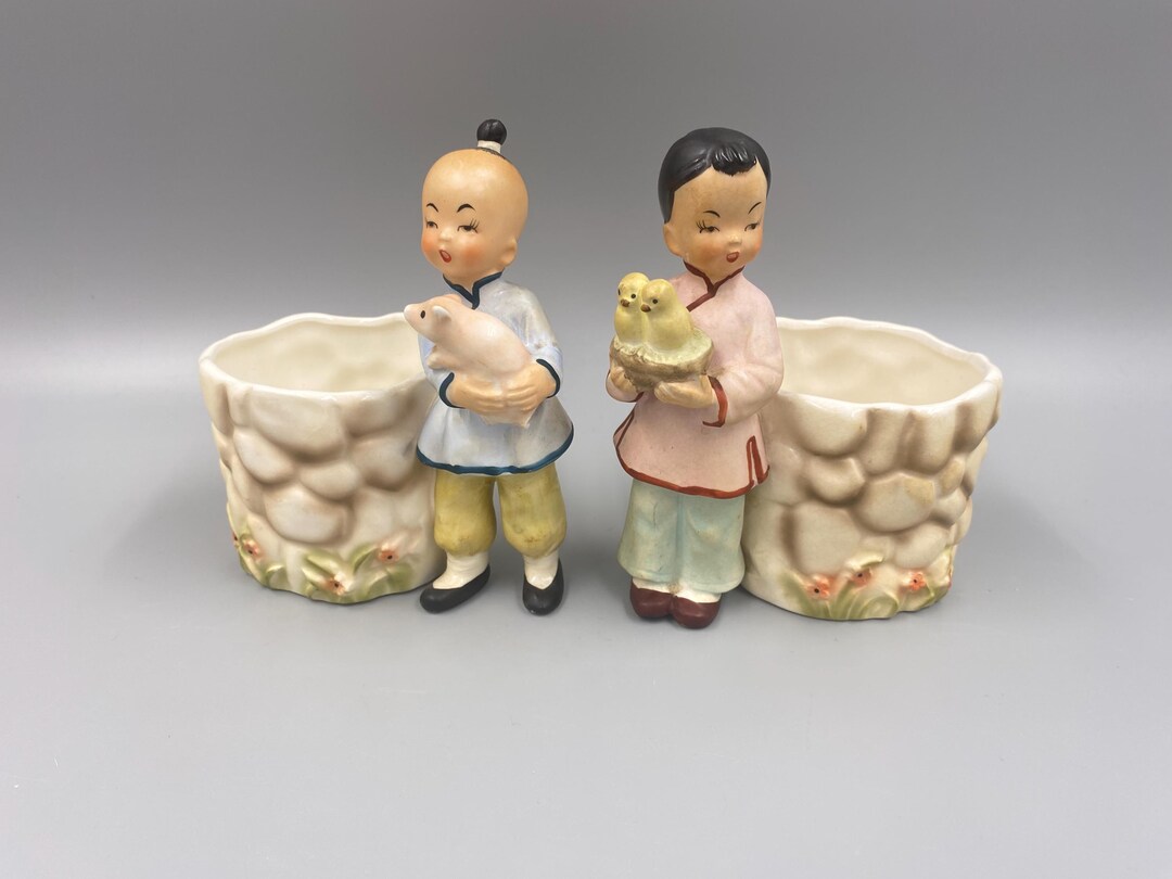 Relpo / Vintage Relpo / Vintage Pair Relpo Planters Asian Children ...