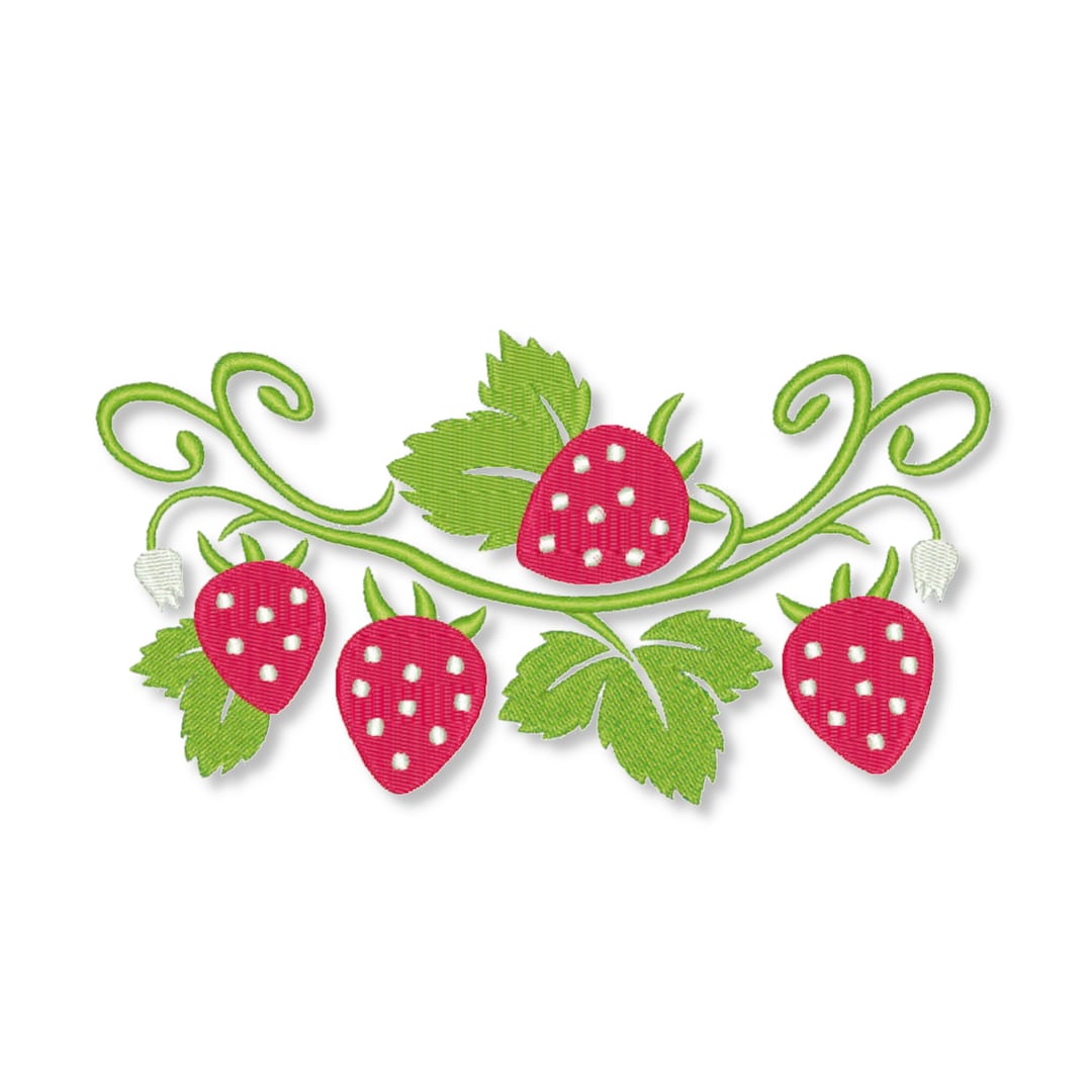 Machine Embroidery Borders and Corners Edging Designs Strawberry Branch ...
