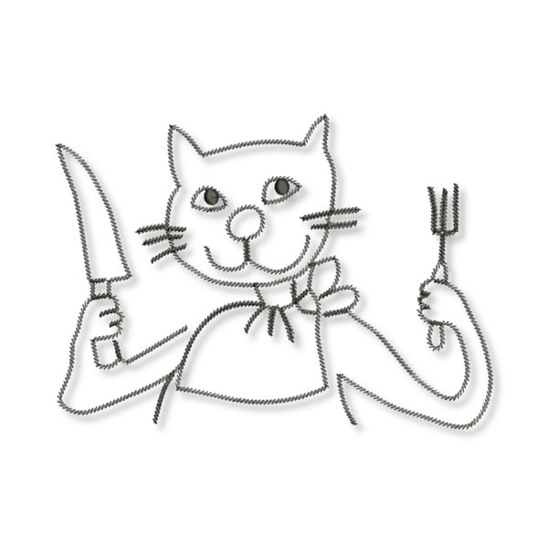 Cat With Fork and Knife - Etsy