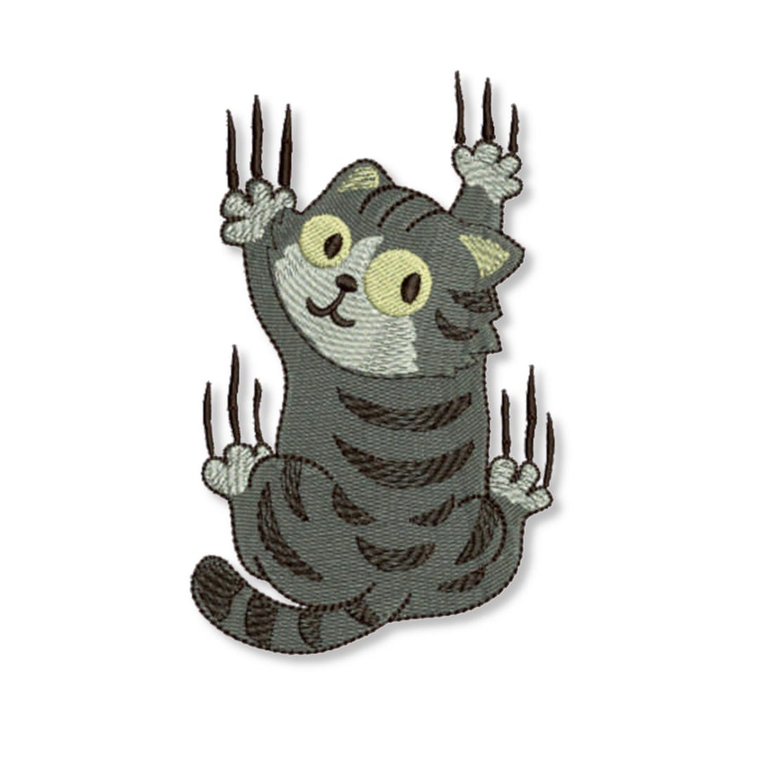 Black Cat Machine Embroidery Designs Cat Sliding Down Wall Funny Cute ...