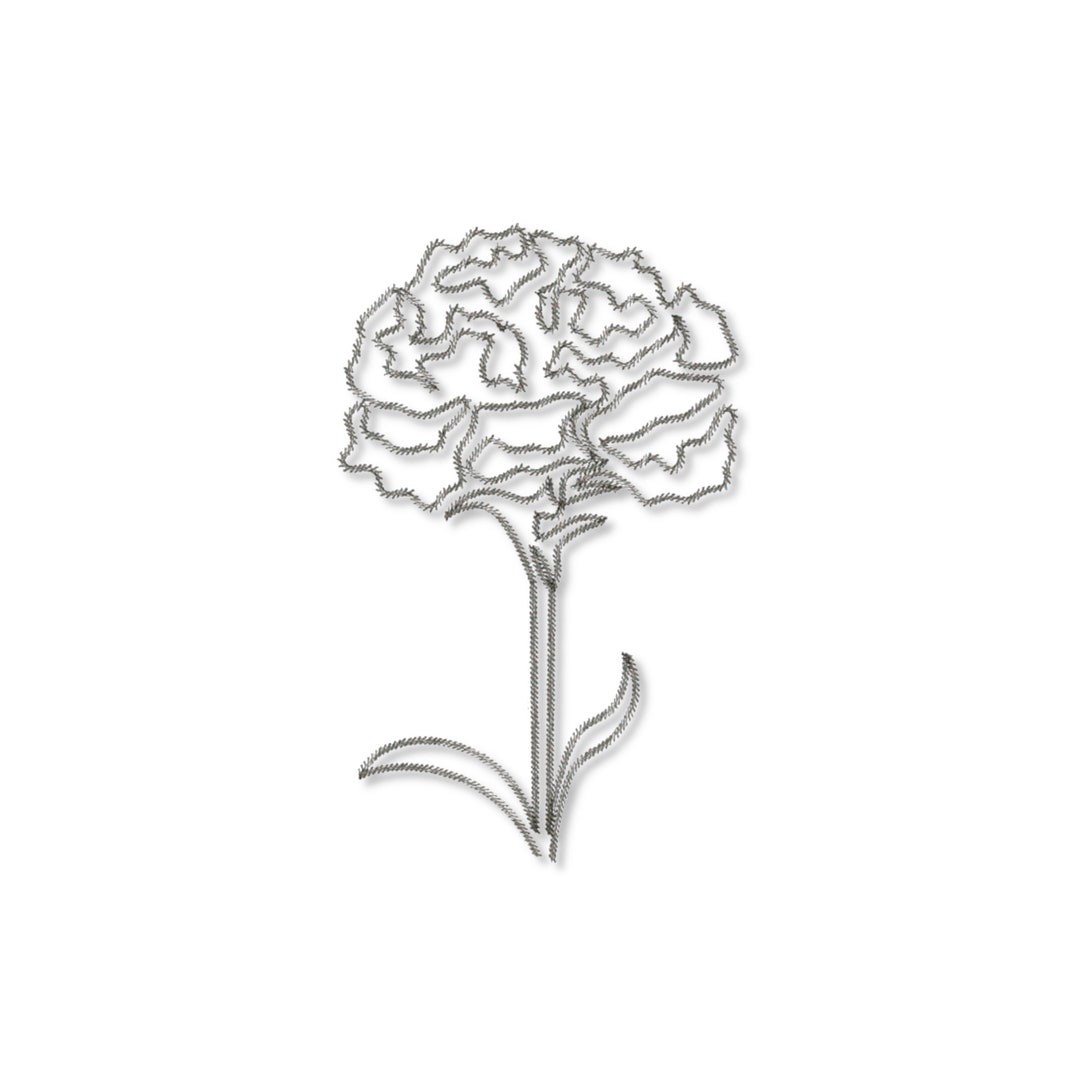 Carnation Embroidery Design Red Carnation Embroidery Garden Flowers One ...